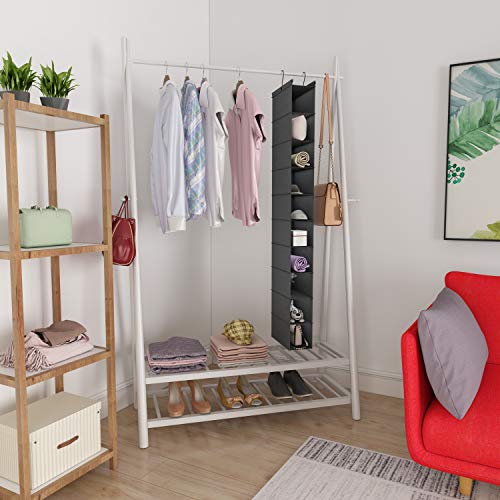 MAX Houser 10-Shelf Hanging Shoe Shelf Organizer, Hanging Shoe Storage for Closet (Grey)