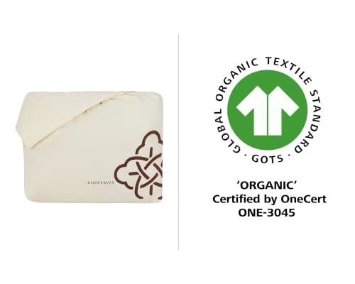 Bioweaves 100% Organic Cotton Mattress Pad Cover, GOTS Certified Quilted Fitted Mattress Protector with Soft Cotton Wadding - 20 Inch Deep Pocket, King