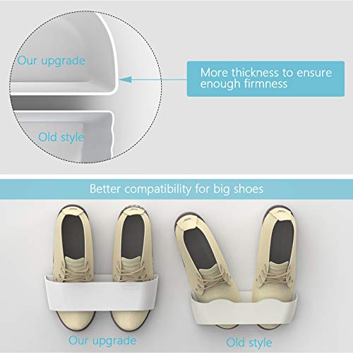 Yocice Wall Mounted Shoes Rack 6Pack with Sticky Hanging Strips, Plastic Shoes Holder Storage Organizer,Door Shoe Hangers (SM03-White-6)