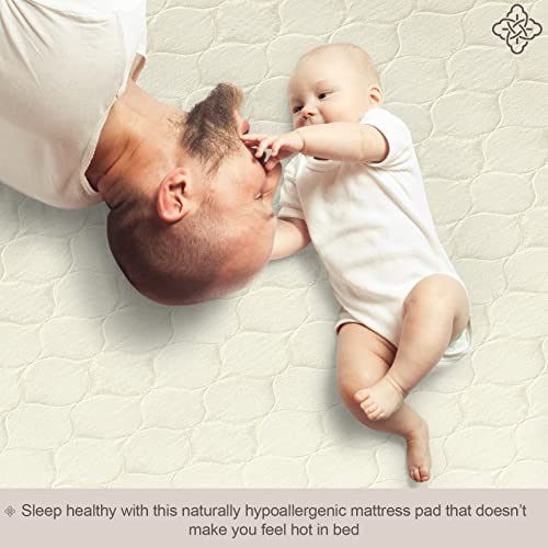 Bioweaves 100% Organic Cotton Mattress Pad Cover, GOTS Certified Quilted Fitted Mattress Protector with Soft Cotton Wadding - 20 Inch Deep Pocket, King