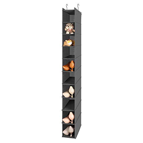 MAX Houser 10-Shelf Hanging Shoe Shelf Organizer, Hanging Shoe Storage for Closet (Grey)