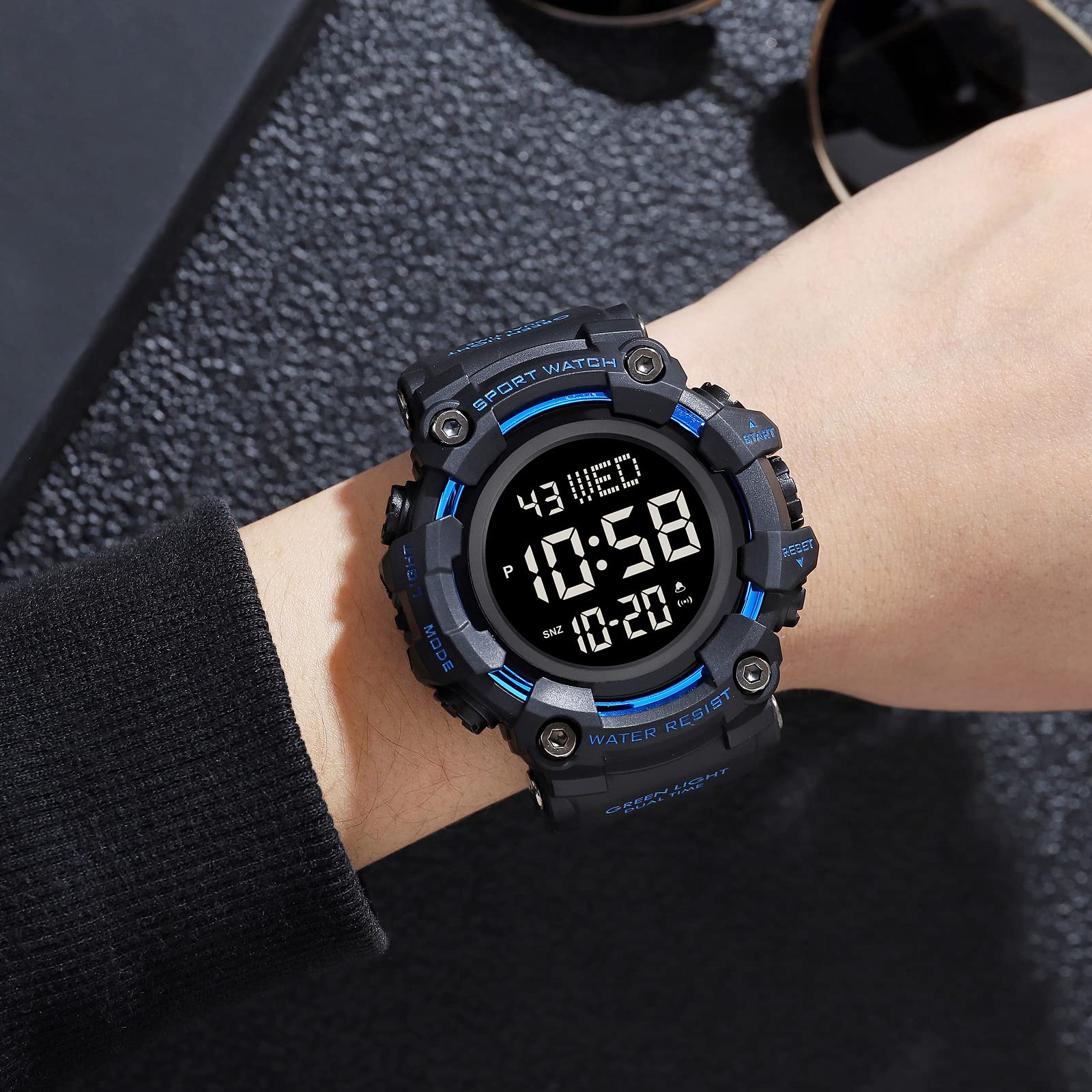 Gosasa Men Sports Military Watches Digital Airplane Shaped LED Light Waterproof Watches