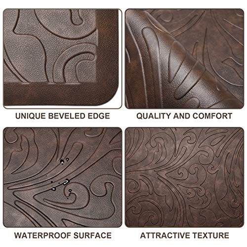 KMAT Kitchen Mat Cushioned Anti-Fatigue Floor Mat Waterproof Non-Slip Standing Mat Ergonomic Comfort Floor Mat Rug for Home,Office,Sink,Laundry,Desk 17.3" (W) x 60"(L),Brown