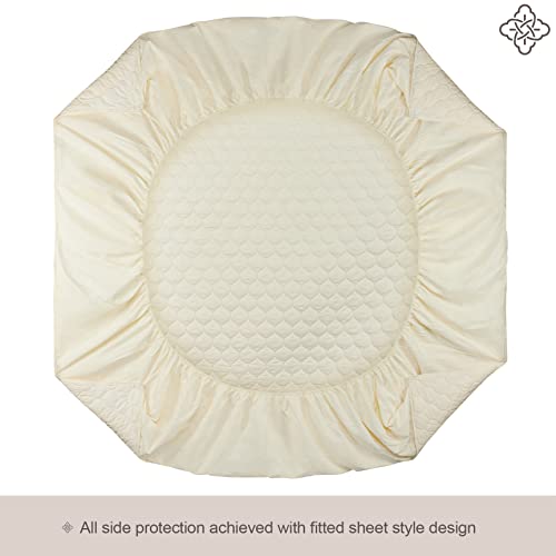 Bioweaves 100% Organic Cotton Mattress Pad Cover, GOTS Certified Quilted Fitted Mattress Protector with Soft Cotton Wadding - 20 Inch Deep Pocket, King