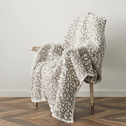 Fluffy Warm Plush Leopard Throw Blanket Twin Size, Reversible Grey Cheetah Printed Pattern Winter Fuzzy Fleece Blankets for Bed Couch Sofa, Soft Microfiber Blanket 60x80 Inches