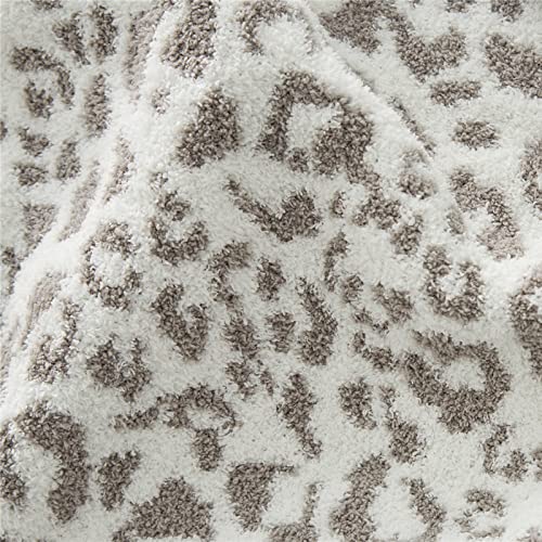 Fluffy Warm Plush Leopard Throw Blanket Twin Size, Reversible Grey Cheetah Printed Pattern Winter Fuzzy Fleece Blankets for Bed Couch Sofa, Soft Microfiber Blanket 60x80 Inches