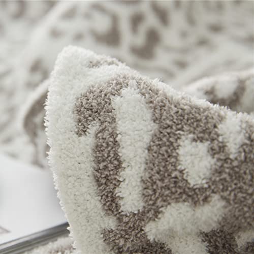 Fluffy Warm Plush Leopard Throw Blanket Twin Size, Reversible Grey Cheetah Printed Pattern Winter Fuzzy Fleece Blankets for Bed Couch Sofa, Soft Microfiber Blanket 60x80 Inches