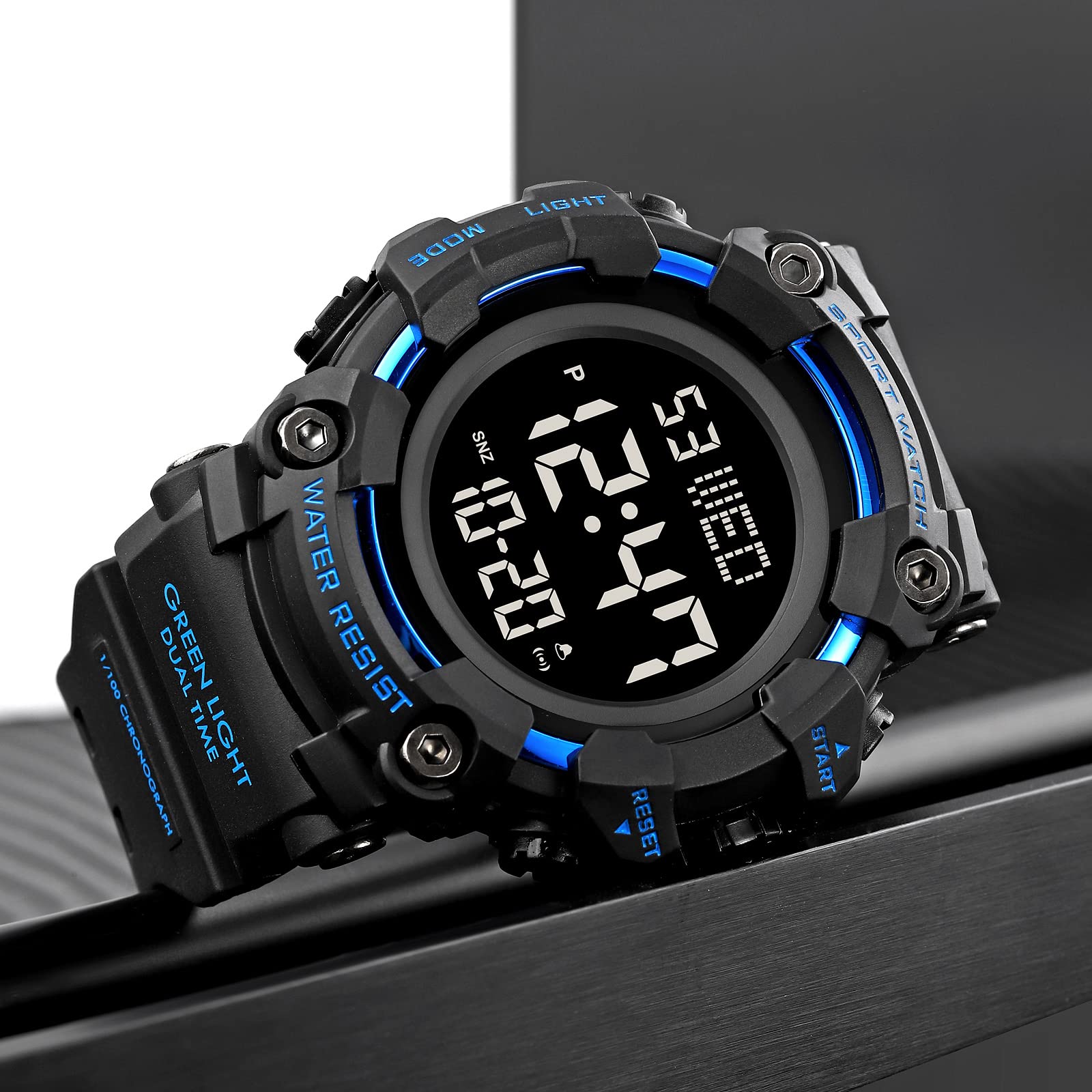 Gosasa Men Sports Military Watches Digital Airplane Shaped LED Light Waterproof Watches