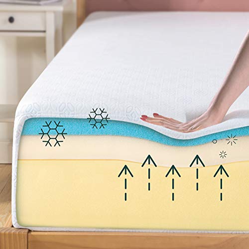 Zinus Adrian Wood Rustic Style Platform Bed with Headboard/No Box Spring Needed/Wood Slat Support, King & 12 Inch Gel-Infused Green Tea Memory Foam Mattress, King