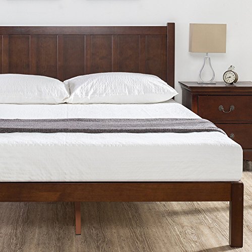 Zinus Adrian Wood Rustic Style Platform Bed with Headboard/No Box Spring Needed/Wood Slat Support, King & 12 Inch Gel-Infused Green Tea Memory Foam Mattress, King