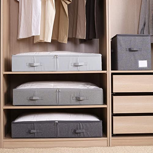 iwill CREATE PRO Ultra Large Size Underbed Storage Bins Set, Folding Washable, Good for Duvets, Blankets, Shoes, Garment Organizer, Beige