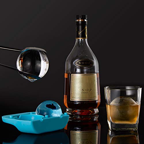 SIMPLETASTE Crystal Clear Ice Ball Maker Mold - 2.36 Inch Clear Sphere, Plus 2 Ice Ball Storage Bags, BPA-free Silicone Large Sphere Ice Mold, Ice Cube Tray for Whiskey, Cocktail and Drinks