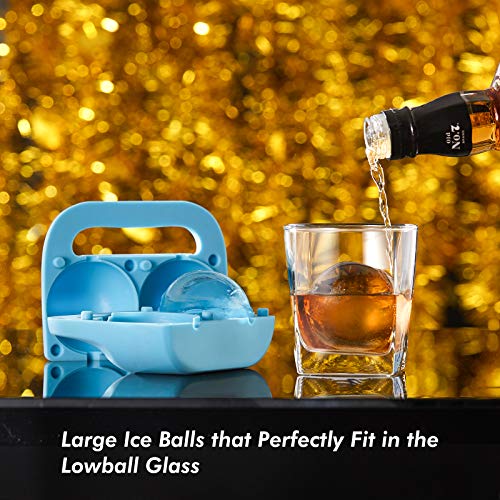 SIMPLETASTE Crystal Clear Ice Ball Maker Mold - 2.36 Inch Clear Sphere, Plus 2 Ice Ball Storage Bags, BPA-free Silicone Large Sphere Ice Mold, Ice Cube Tray for Whiskey, Cocktail and Drinks