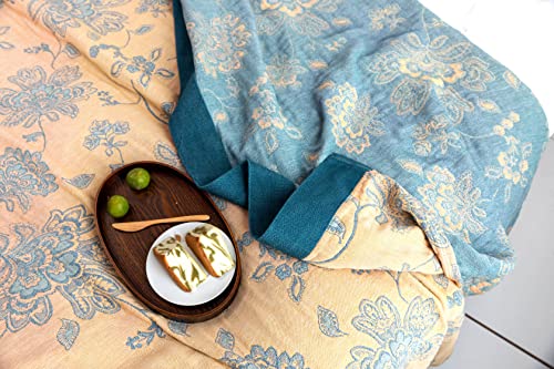 DECMAY Muslin Warm Bohemian Throw Blanket, 5-Layer Cotton Bedspread Blanket for Bed Couch, Super Soft, Cozy for All Seasons Twin Size (Yellow, 60"X80")