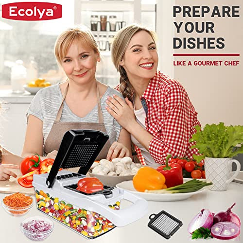 Vegetable Chopper 25 in 1 Multifunctional Onion Chopper Dicer, Spiralizer for Veggie, Mandoline Slicer, Salad Food Chopper with Container, Potato Slicer, Tomato Dicer, Crinkle Cutter, 13 Blades