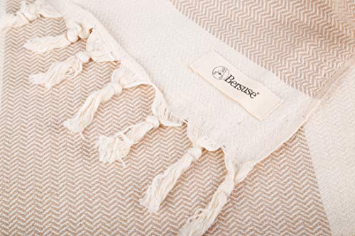 Bersuse 100% Cotton Aspendos XL Throw Blanket Turkish Towel - 60x90 Inches, Black-Grey-Beige