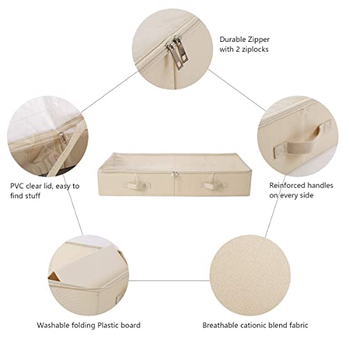 iwill CREATE PRO Ultra Large Size Underbed Storage Bins Set, Folding Washable, Good for Duvets, Blankets, Shoes, Garment Organizer, Beige