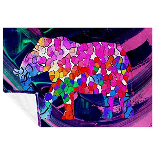 Colorful Elephant Prints Soft Warm Cozy Blanket Throw for Bed Couch Sofa Picnic Camping Beach, 150×100cm