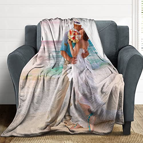 AMAPARK Custom Blanket with Photo Text Personalized Throw Blanket Customized Blanket for Her for Him Flannel Blankets Father's Day Mother's Day Birthday Valentines, 1 Photo, 40"x50"