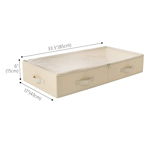 iwill CREATE PRO Ultra Large Size Underbed Storage Bins Set, Folding Washable, Good for Duvets, Blankets, Shoes, Garment Organizer, Beige