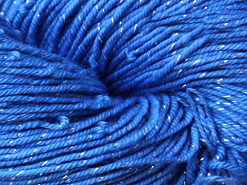The Design Cart Blue Solid Color DK Weight 4 PLY Cracker Sparkle Cotton Yarn Stitch Embroidery Thread Friendship Bracelet Thread Floss Bracelet Yarn Package of 100 Grams YK-CRS - 11