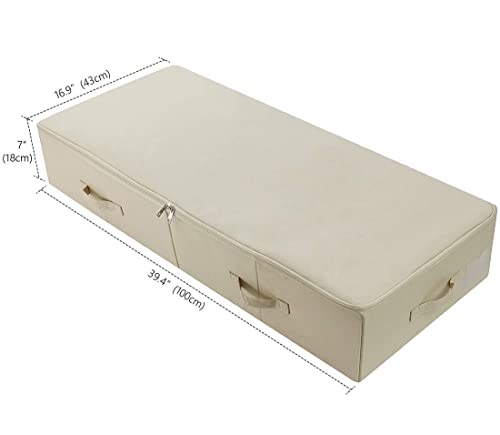 iwill CREATE PRO Ultra Large Size Underbed Storage Bins Set, Folding Washable, Good for Duvets, Blankets, Shoes, Garment Organizer, Beige