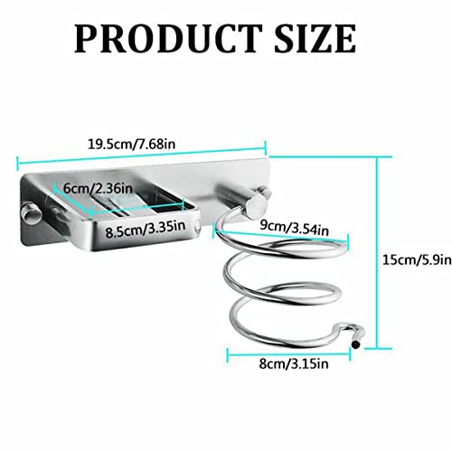 Hair Dryer Holder Wall Mount,Blow Dryer Organizer Wall Mounted Flat Irons,Curling Wands Save Space & Easy to Install Multi-Functional Hair Dryer Rack for Bedroom & Bathroom (Aluminum, siliver)