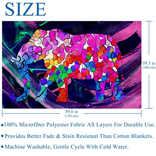 Colorful Elephant Prints Soft Warm Cozy Blanket Throw for Bed Couch Sofa Picnic Camping Beach, 150×100cm