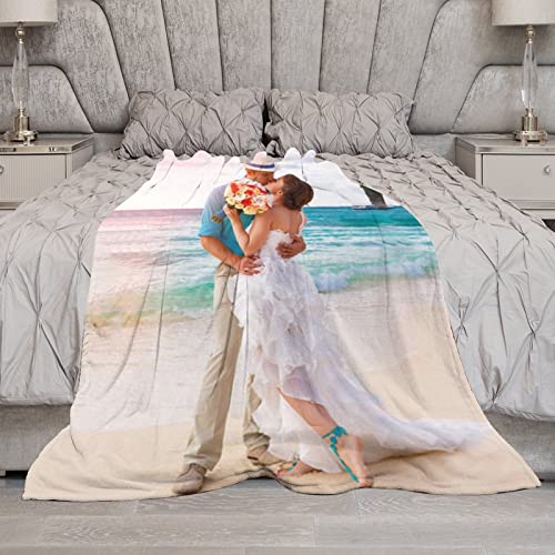 AMAPARK Custom Blanket with Photo Text Personalized Throw Blanket Customized Blanket for Her for Him Flannel Blankets Father's Day Mother's Day Birthday Valentines, 1 Photo, 40"x50"