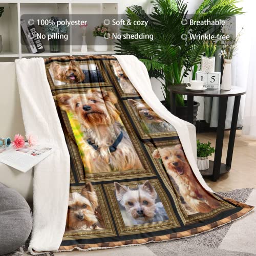 Yorkshire Terrier Blanket for Dog Lover, Fleece Throw Blanket for Couch Super Soft Cozy Bed Blanket Lightweight Plush Fuzzy Blankets and Throws for Sofa, 50 x 60 Inch