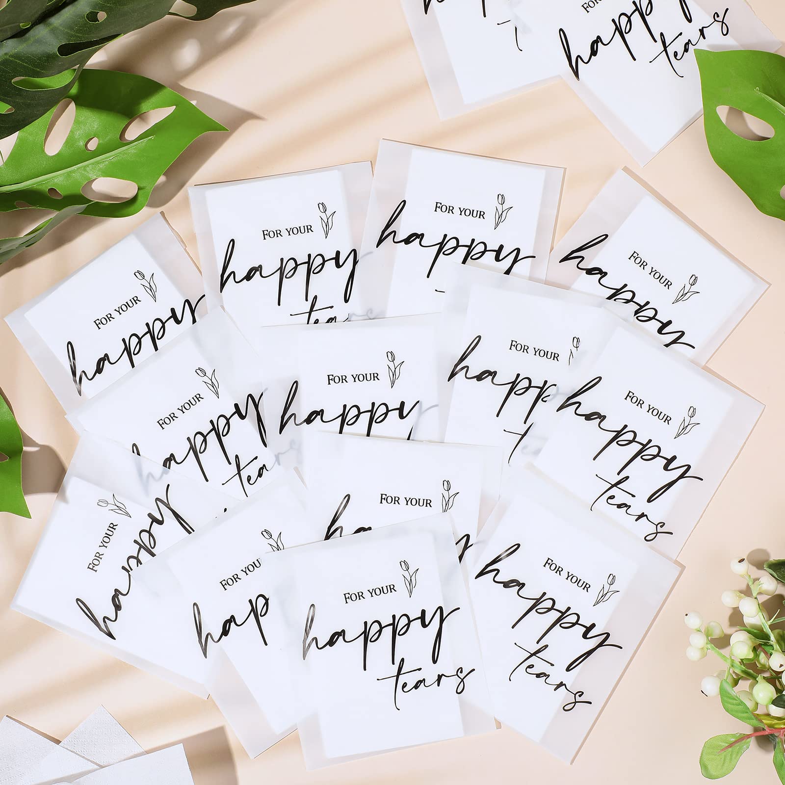 Eaasty Happy Tears Tissue Packs for Wedding 3 Ply Wedding Tissues for Guests Travel Size Bulk Facial Paper Welcome Bag Stuffers Gift Bride and Groom Mother(30 Pack)