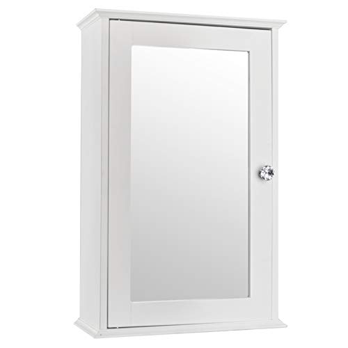 YUFUDE White Mirrored Bathroom Cabinet,Bathroom Storage Cabinet Wall Mounted with Single Door, Bathroom Medicine Cabinet