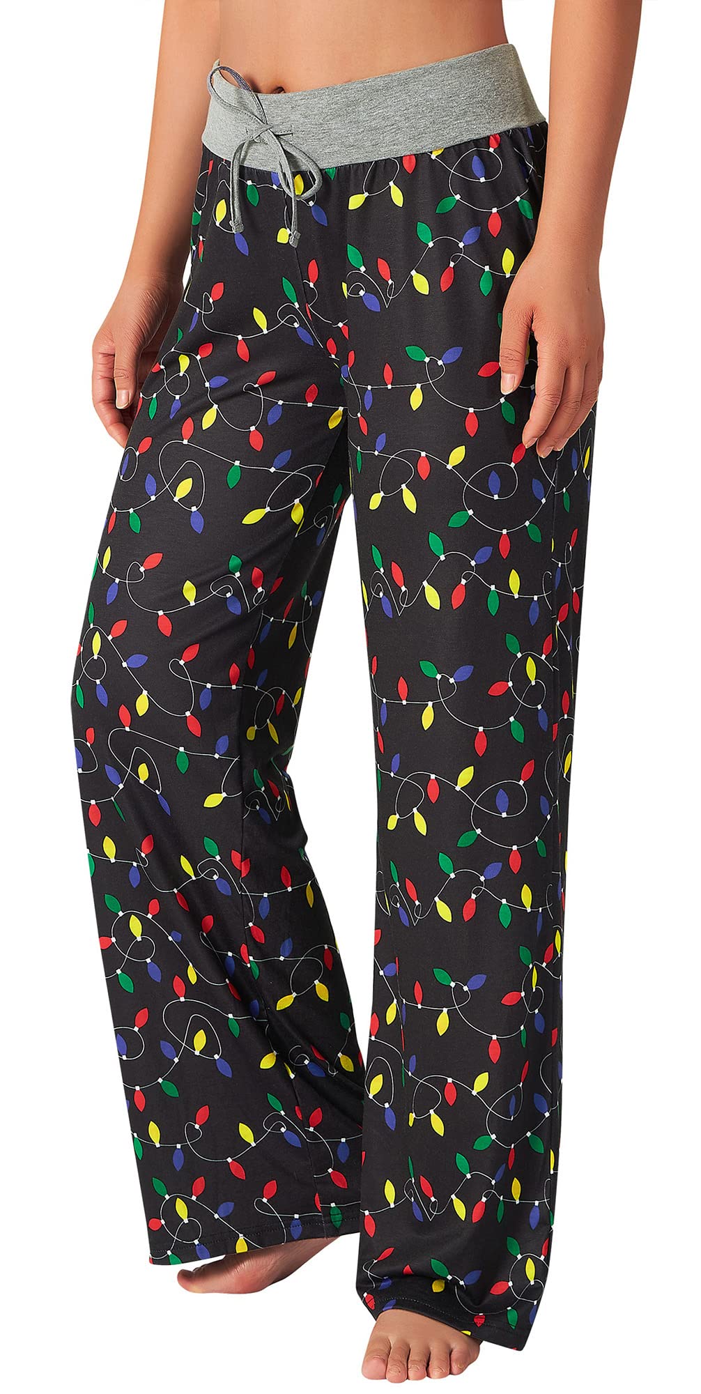 ALISISTER Christmas Lounge Pajama Pants for Women Soft Comfy Merry Xmas Pjs Pants Palazzo Loose Elastic Drawstring Sleep Bottoms Plus Size XL Black Green