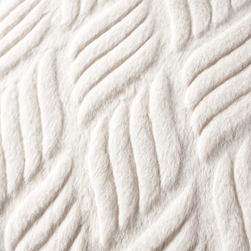 BATTILO HOME White Cream Faux Fur Throw Blanket for Couch, Soft Couch Blanket Cozy Fur Blanket Throw 50"x60", with 1 Fur Pillow Cover 18"x18",Ivory