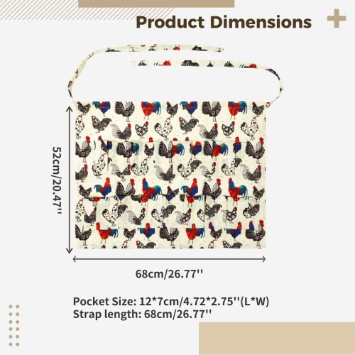 Homaisson Egg Apron, 15 Pockets Durable Canvas Egg Collecting Holding Apron Egg Gathering Apron for Chicken Duck Goose Eggs, Egg Carrier Canvas Apron for Housewife Farmhouse