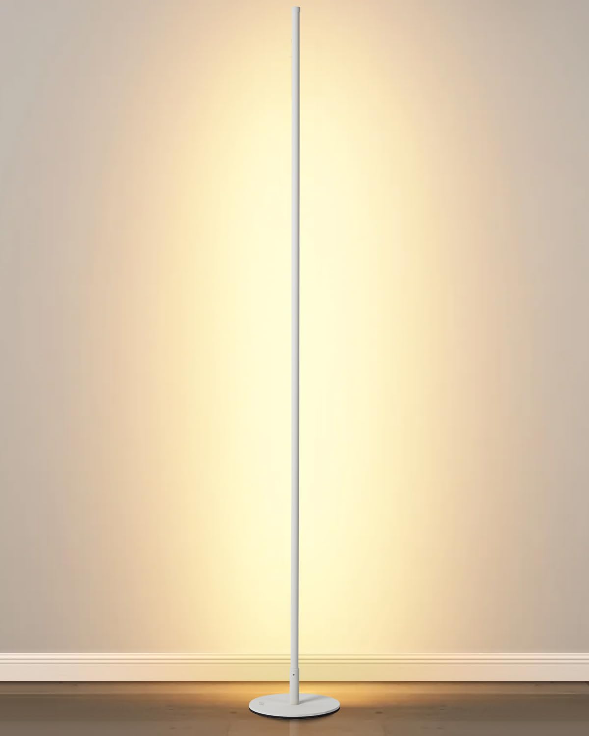 Modern Floor Lamp Led Standing Corner Lamp White Decor Contemporary Metal Floor Lamp for Living Room Bedrooms with Remote & Touch Control