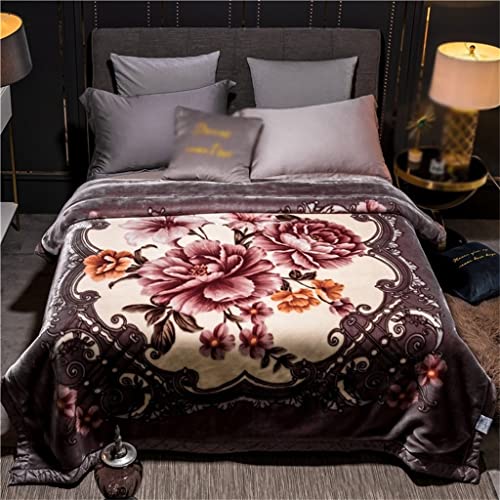YLLWH Fleece Sheet Blanket Sofa Cover Blanket Soft Warm Thick Bedspread Rugs Vintage Blooming Flowers Printed (Color : D, Size : 180X220cm)