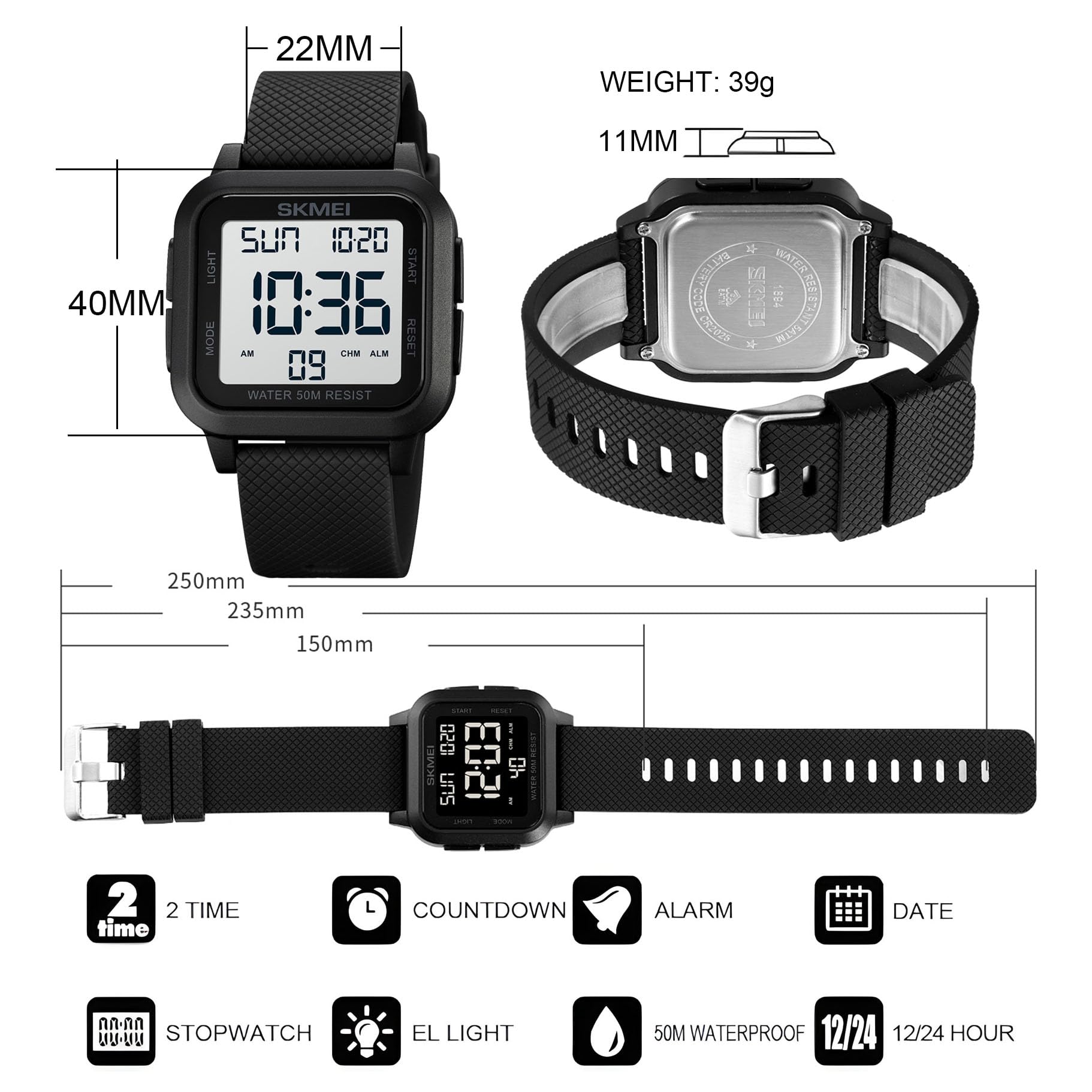Gosasa Men Sports Military Watches Digital Airplane Shaped LED Light Waterproof Watches