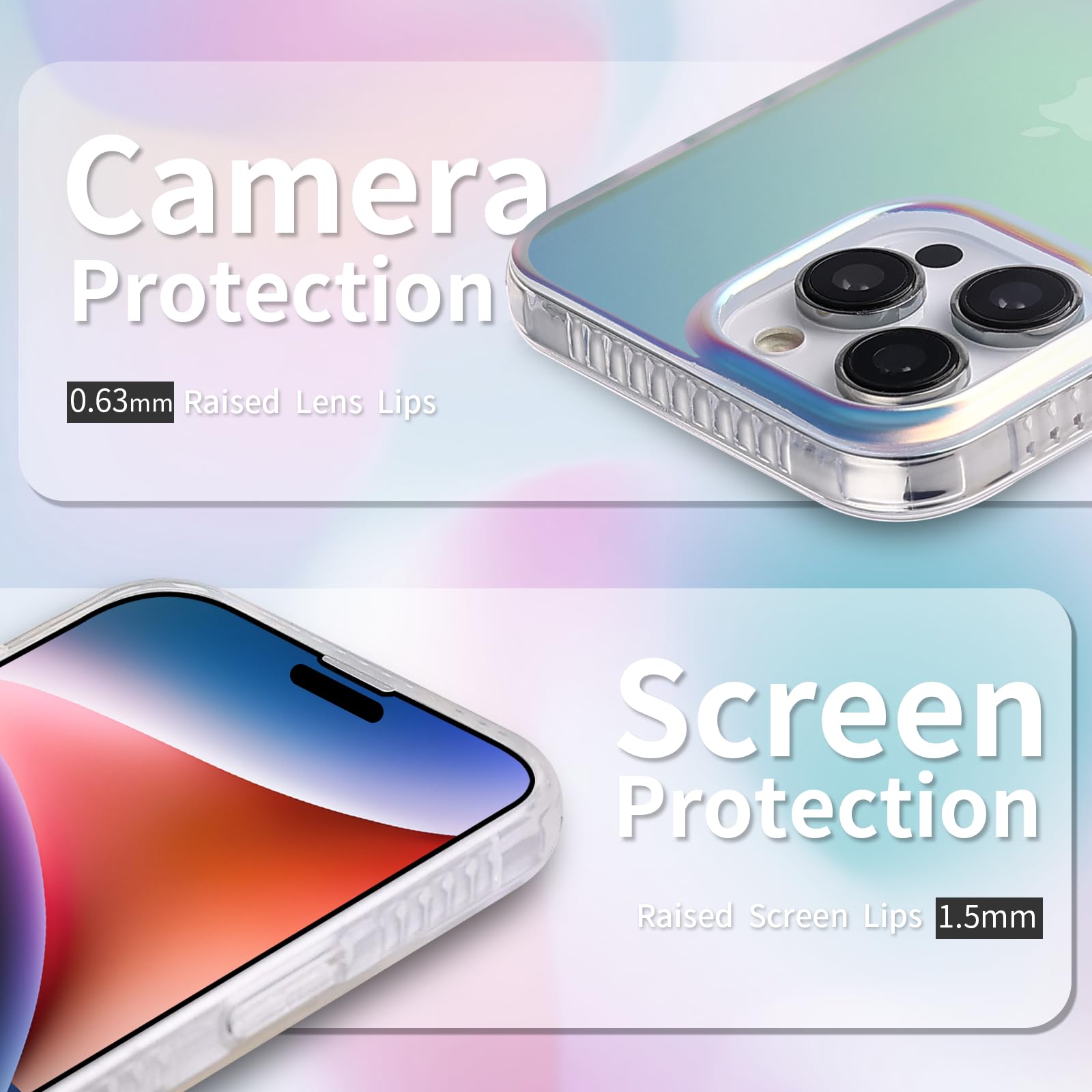 Dosanlues Iridescent Holographic Phone case for iPhone 13 Pro Max, [10FT Drop Protection] Translucent Matte Hard PC Back with Soft Silicone Edge Slim Protective for iPhone 13 Pro Max Case 6.7"