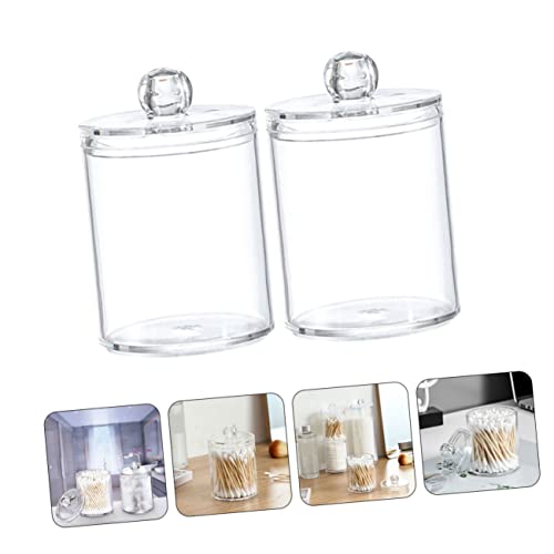 Holibanna 2pcs Box Cotton Ball Storage Box Cotton Round Holder Makeup Organizer Box Jewelery Organzer Bathroom Organizers Jar Sundries Storage Box Desktop Organizer Storage Case Ps Set
