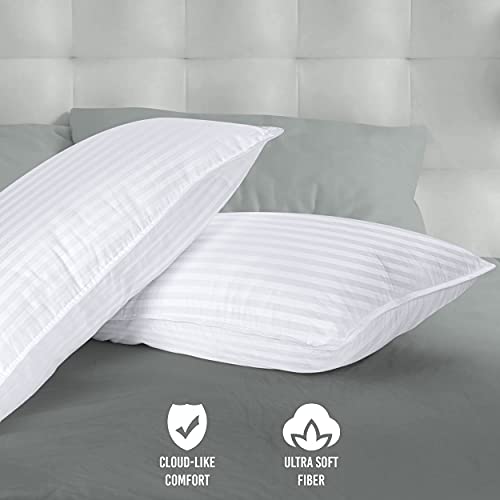 Utopia Bedding 1 Full Size Quilted Fitted Premium Mattress Pad with 2 Pack Queen Size Bed Pillows for Sleeping (White)