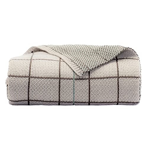 Cariloha Bamboo-Viscose Knit Throw Blanket - Lightweight Summer Throw Blanket for Home - Plaid Harbor Grey