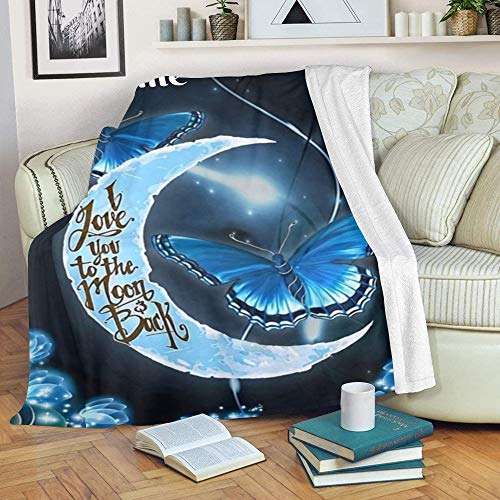 CUXWEOT Custom Blanket with Name Text Personalized I Love You to The Moon and Back Soft Fleece Throw Blanket for Gifts (50 X 60 inches)