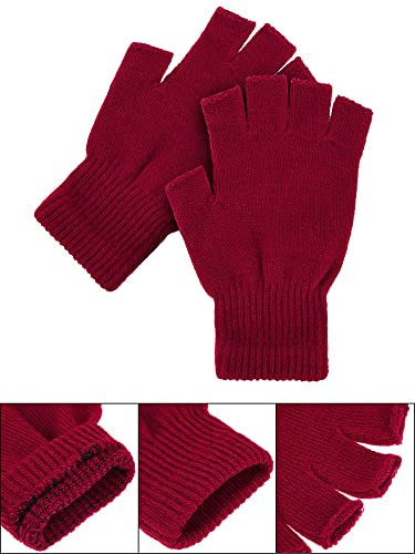 SATINIOR 2 Pair Unisex Half Finger Gloves Winter