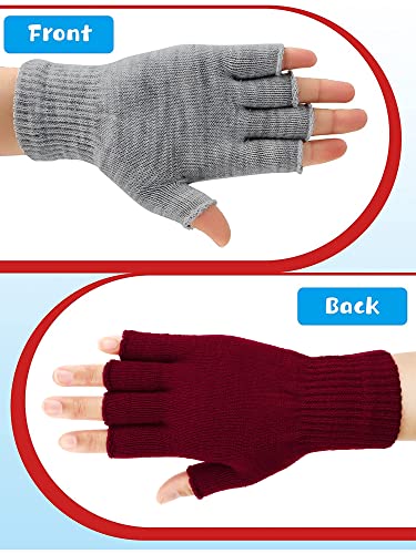 SATINIOR 2 Pair Unisex Half Finger Gloves Winter