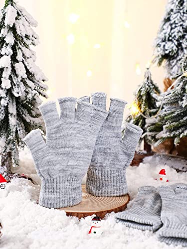 SATINIOR 2 Pair Unisex Half Finger Gloves Winter