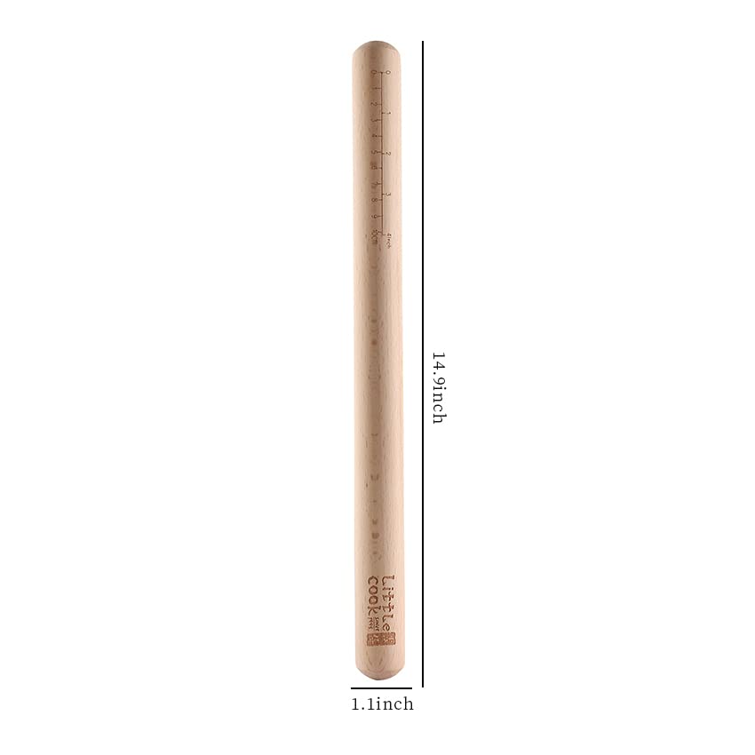 Rolling Pin, 14.9 inch french rolling pin, Wooden rolling pins for Fondant, Pie Crust, Cookie, Pastry, Dough, Tapered dumpling rolling pin with smooth construction