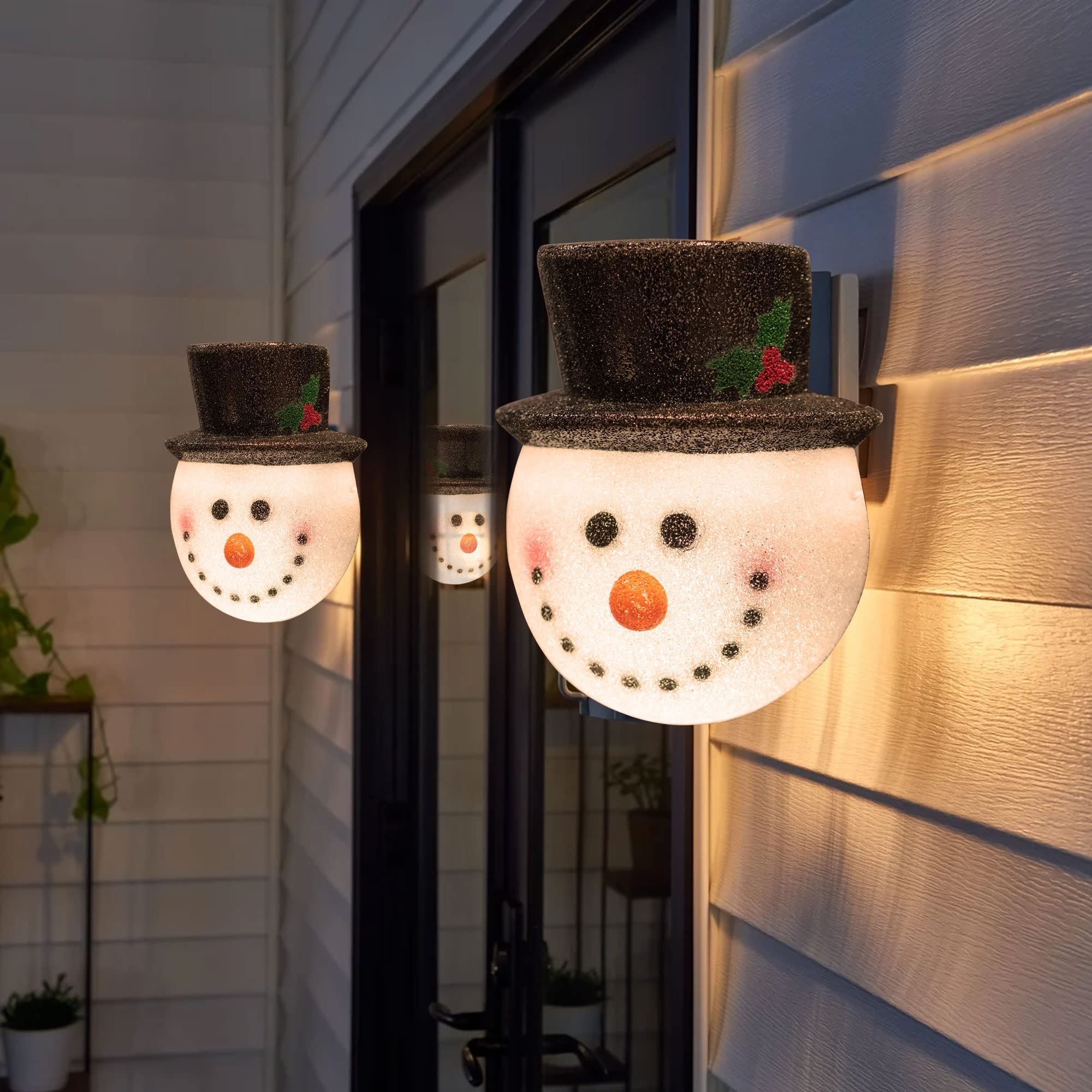 Hourleey 2 Pack 12 Inch Snowman Christmas Porch Light Covers, Outdoor Christmas Decorations, Holiday Snowman Light Covers for Porch Lights, Garage, Front Door