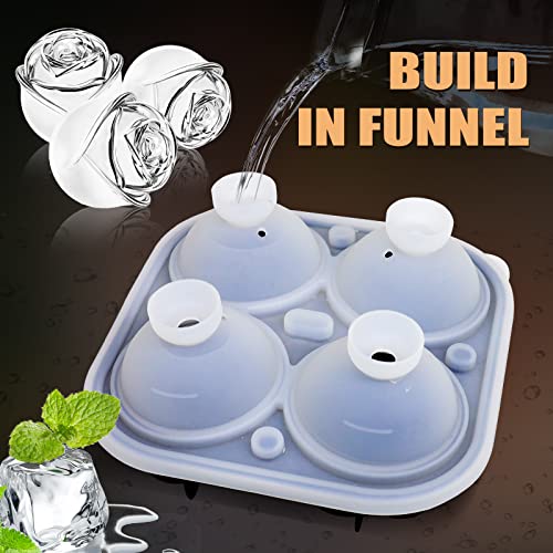 Pack 2, KooMall Large Ice Cube Tray, 3D Rose Ice Mold 2.5 Inch, Make 8 Giant Cute Flower Shape Ice, Silicone Fun Big Ice Ball Maker for Cocktails Juice Whiskey Bourbon Freezer, 1 Pink & 1 Black