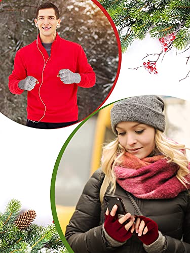 SATINIOR 2 Pair Unisex Half Finger Gloves Winter